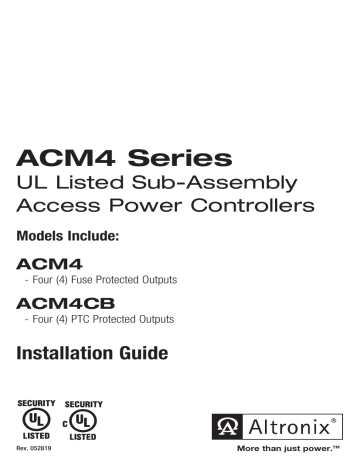 Altronix ACM4 Series UL Listed Sub Installation Guide | Manualzz