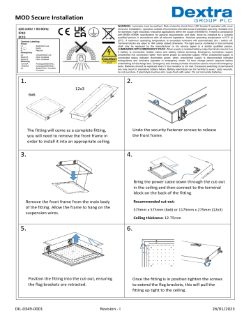 Dextra 1200×300 MOD Secure Installation Guide | Manualzz