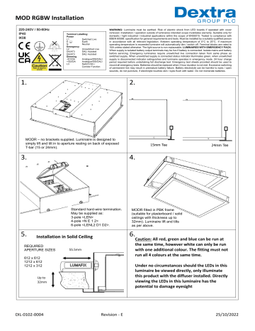 Dextra MOD RGBW Luminaire Ceiling Light Installation Guide | Manualzz