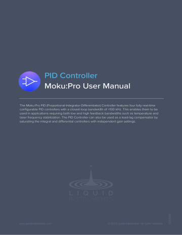 Liquid instruments Moku:Pro PID Controller Flexible High Performance Software User Guide | Manualzz