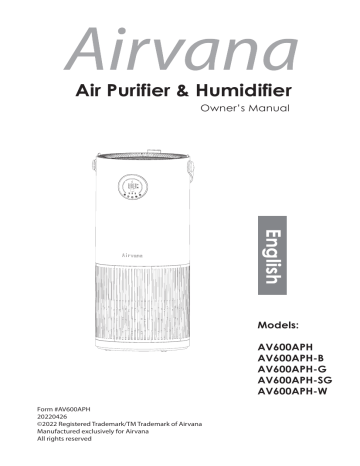 Airvana AV600APH Air Purifier and Humidifier Owner’s Manual | Manualzz