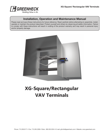GREENHECK G-Square Rectangular VAV Terminals User Manual | Manualzz