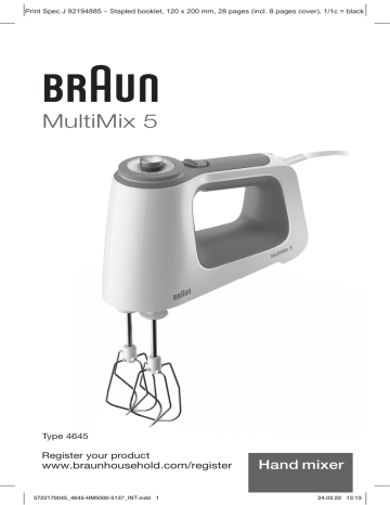 Braun MultiMix 5 Hand Mixer instruction manual | Manualzz