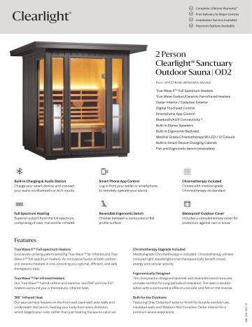 Clearlight 2 Person OD2 Sanctuary Outdoor Sauna User Manual | Manualzz