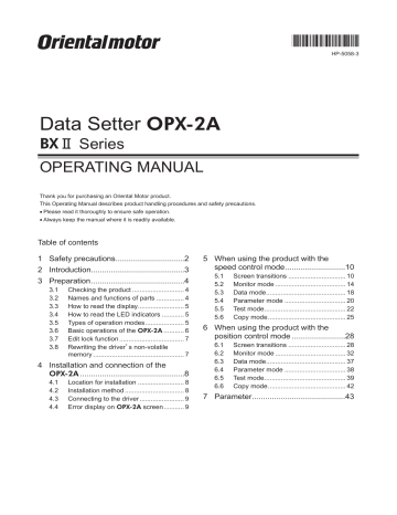 Oriental Motor OPX-2A Control Module Operating Manual | Manualzz