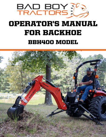 Bad Boy BBH400 Backhoe Tractors Owner's Manual | Manualzz