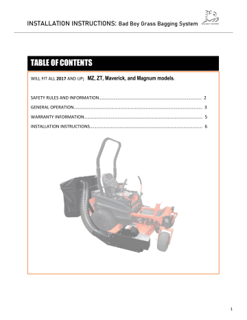 Bad Boy 2021 Bagger System Owner's Manual | Manualzz