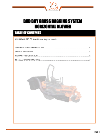 Bad Boy 2020 Bagger System Owner's Manual | Manualzz