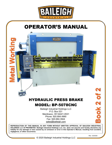 Baileigh Industrial BP-5078CNC Manual | Manualzz