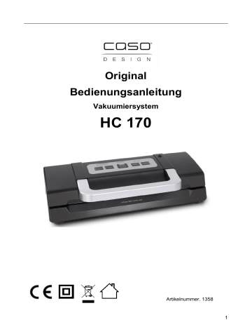 Caso Design CASO HC 170 Vacuum system Operation Manual | Manualzz