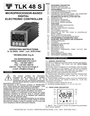 Ascon Tecnologic TLK48 Controller Owner's Manual | Manualzz