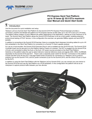 Lecroy PCIe Gen4 Test Platform Protocol Analyzer Quick Start | Manualzz