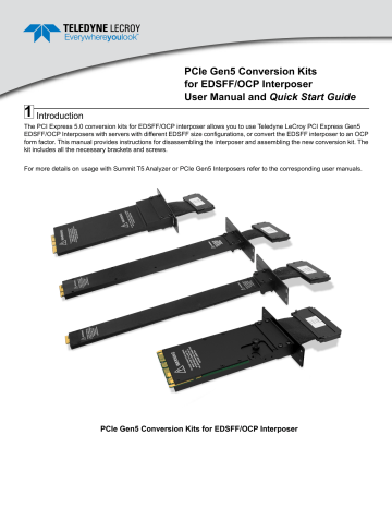 Lecroy PCIe Gen5 Conversion Kits for EDSFF/OCP Protocol Analyzer Quick Start | Manualzz