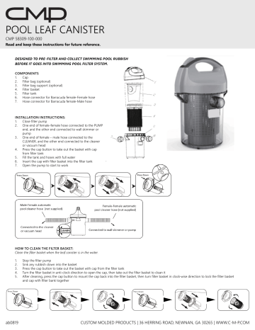 CMP Pool Leaf Canister Owner's Manual | Manualzz