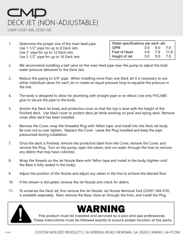 CMP Standard Deck Jet Instructions | Manualzz