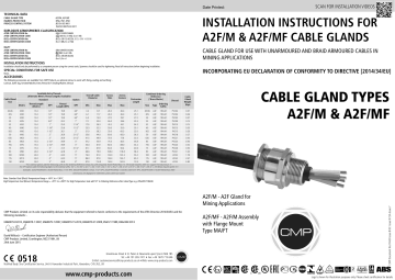 CMP A2F Mining Cable Gland Installation Instructions | Manualzz