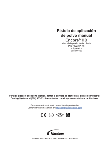 Piezas de pistolas de aplicación. Nordson Encore HD Manual Powder Spray ...