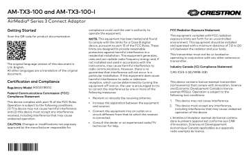 Crestron AM-TX3-100-I Product information | Manualzz