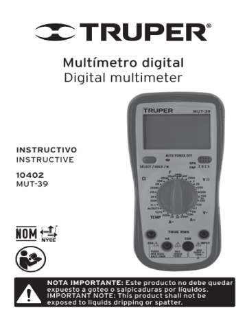 Truper MUT-39 Multímetro digital profesional Owner's Manual | Manualzz