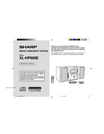 Sharp XL-HP600E Specifications | Manualzz