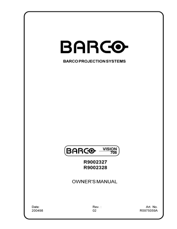 Barco Vision 708 Projector User Guide | Manualzz