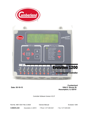 Feed Level Sensors. Cumberland Evolution 1200 Environmental Controller ...