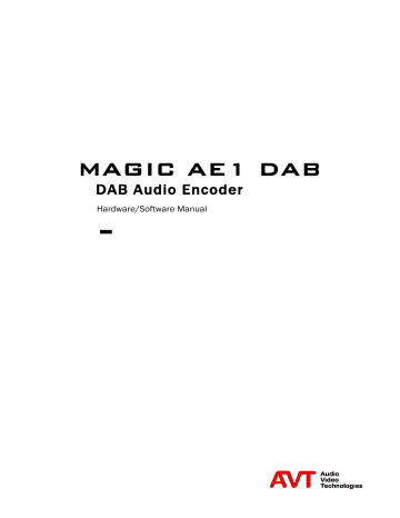 AVT MAGIC AE1 DAB Hardware & Software Manual | Manualzz