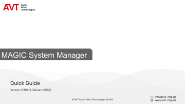 AVT MAGIC System Manager Quick guide | Manualzz