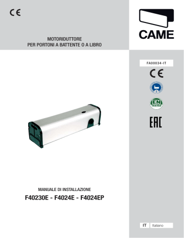 CAME F4000 INDUSTRIAL DOOR AUTOMATION Installation manual | Manualzz