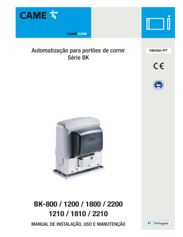 CAME BK SLIDING GATE AUTOMATION Installation manual | Manualzz