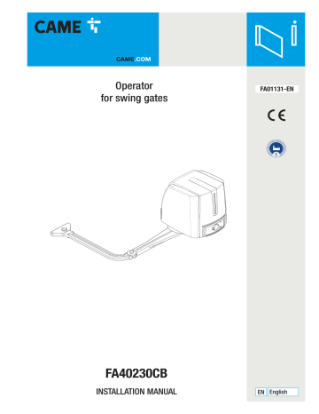 CAME FAST 230V SWING GATE AUTOMATION Installation Manual | Manualzz