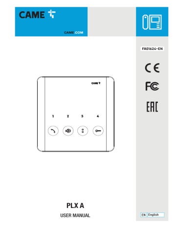 CAME PLX VIDEO ENTRY SYSTEM User Manual | Manualzz