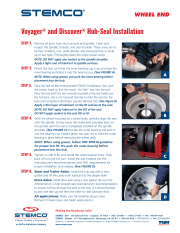 STEMCO Voyager and Discover Hub-Seal Installation Instructions | Manualzz
