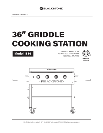 Blackstone 1836 36" Griddle Cooking Station Owner's Manual | Manualzz