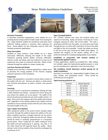 VPC 4000-4200 8 in. x 25 ft. Straw Wattle Installation Guide | Manualzz