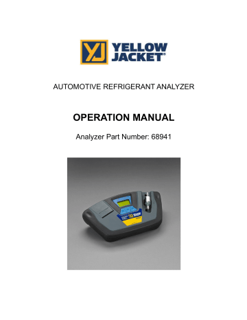 Yellow Jacket Refrigerant Analyzer HVAC/R Operation Manual | Manualzz
