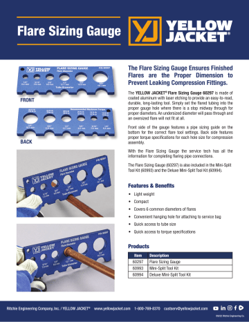 Yellow Jacket Flare Sizing Gauge User Guide | Manualzz