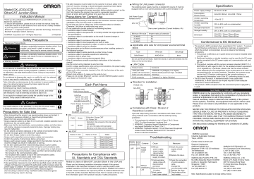 Omron GX-JC03/JC06 EtherCAT Junction Slave Instruction Sheet | Manualzz