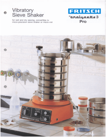 Fritsch Vibratory Sieve Shaker ANALYSETTE 3 Operating Manual | Manualzz