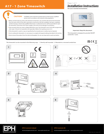 EPH Controls A17 Installation Instructions | Manualzz