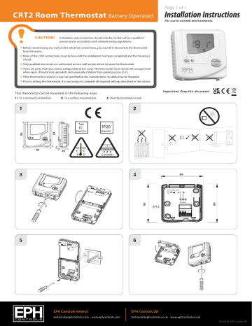 EPH Controls CRT2 Installation Instructions | Manualzz