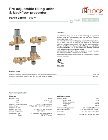 Infloor 31070-31071 Autofill and Backflow Installation Guide | Manualzz