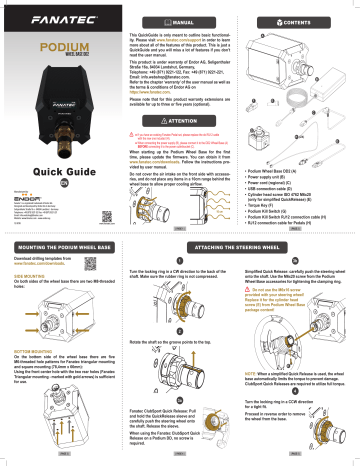 Fanatec Podium Wheel Base DD2 Quick guide | Manualzz