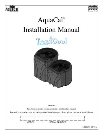 AquaCal TC1000 TropiCool® Installation Manual | Manualzz