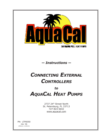 AquaCal Connecting External Controllers Installation Manual | Manualzz