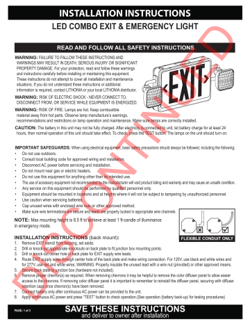 Lithonia Lighting ECR Emergency Combo Unit Installation Instructions ...