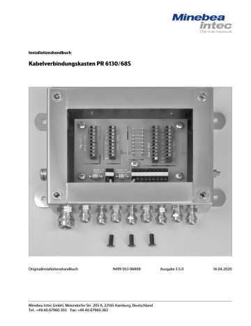Abmessungen. Minebea Intec Cable Junction Box PR 6130/68S | Manualzz
