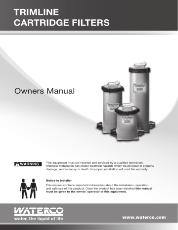 Waterco Trimline Cartridge Filters Manual | Manualzz