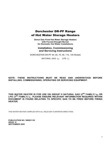 Hamworthy Dorchester DR-PF Installation Manual | Manualzz
