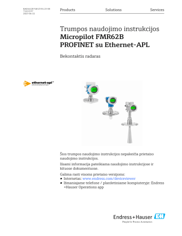 Endres+Hauser KA Micropilot FMR62B PROFINET quick guide | Manualzz